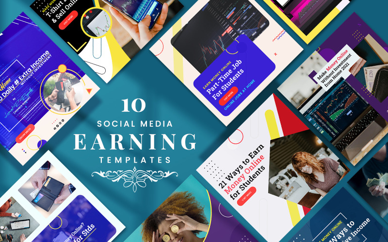 Online Money Earning Social Media Posts - TemplateMonster