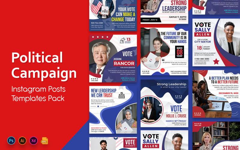 Political Campaign Social Media Instagram Post Templates