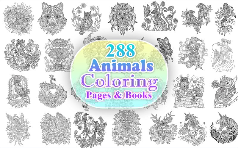 Animals Adult Coloring Book, Animals Adult Coloring Page, Animals ...