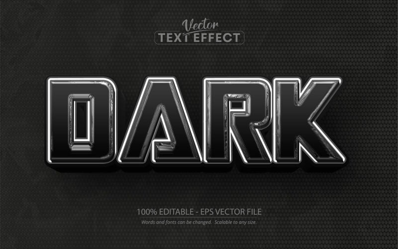 Dark - Editable Text Effect, Metal And Silver Text Style, Graphics ...