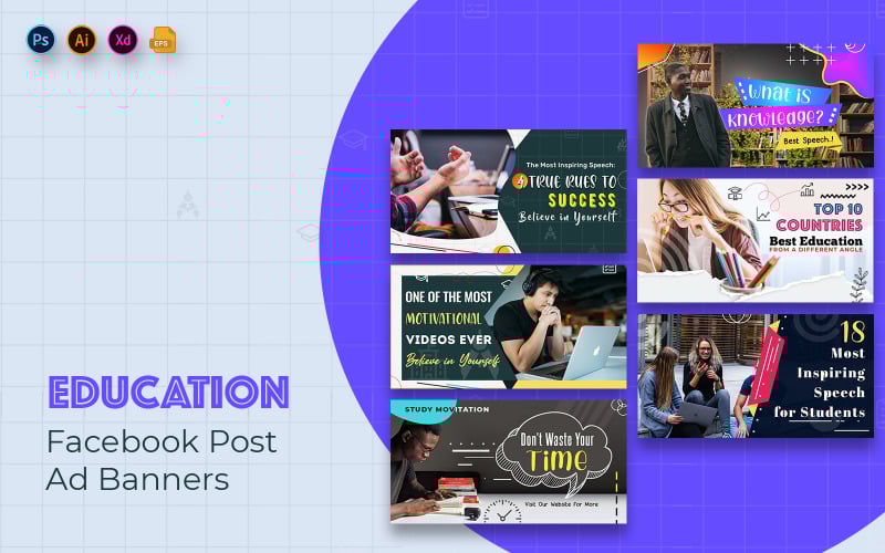 Education Facebook Ad Banners Template - TemplateMonster