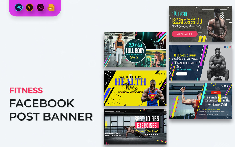 Fitness Facebook Ad Banners Template - TemplateMonster