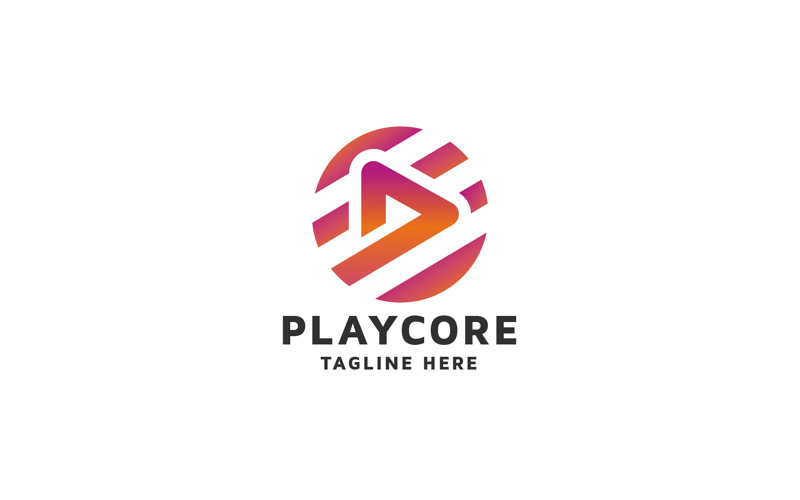 Logotipo profesional de Play Media Core - TemplateMonster