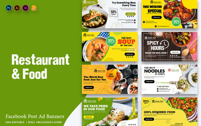 Food Restaurant Social Media Instagram Post Template