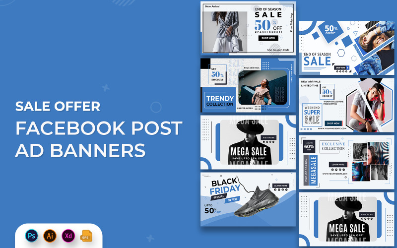 Sales Offer Facebook Ad Banners Template - TemplateMonster