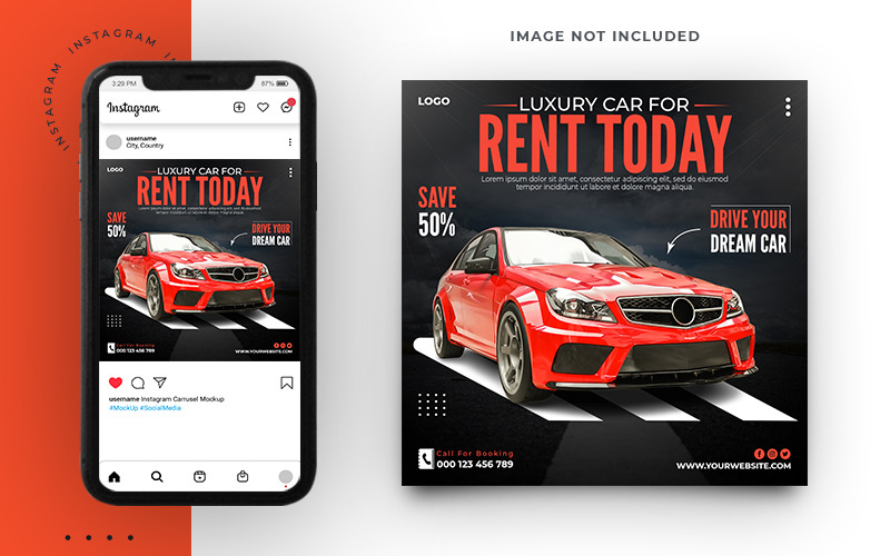 Rent Car Promo Social Media Template - TemplateMonster