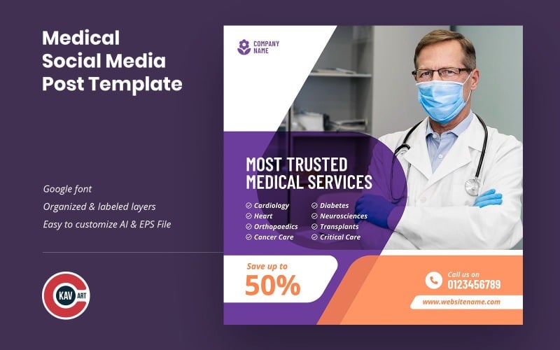 Medical Healthcare Social Media Post Template