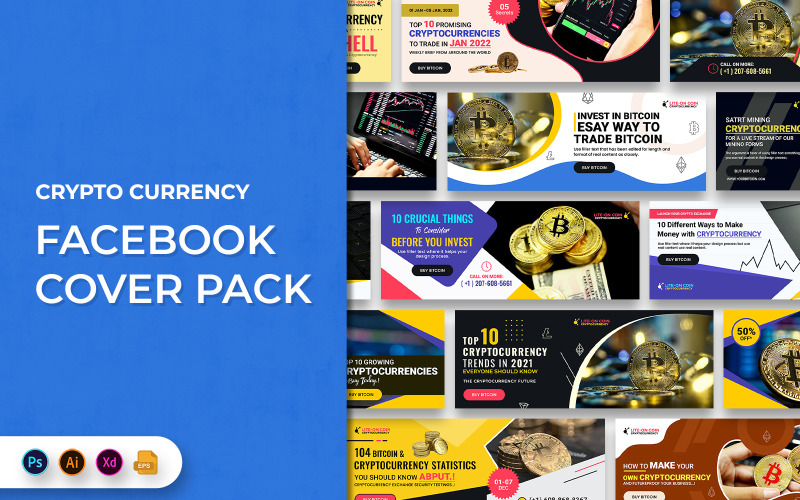 Cryptocurrency Facebook Cover Banners - TemplateMonster