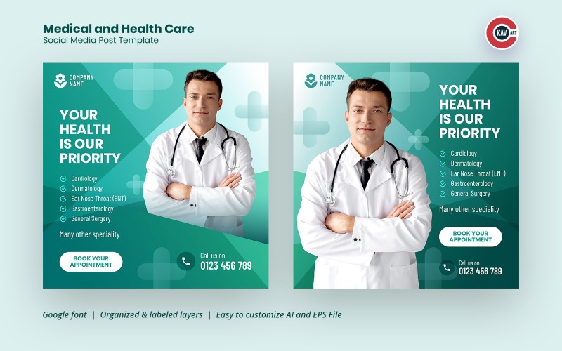 Medical Health Care Social Media Post Template