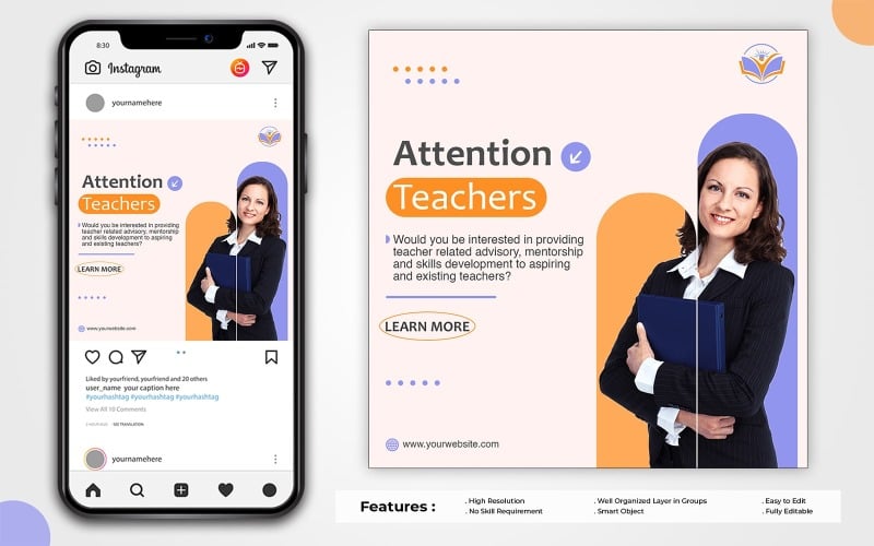Creative Education Social Media Post Template Premium PSD