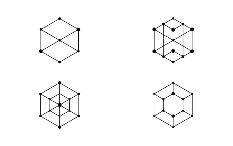 Modèle de vecteur de conception d'icône de ligne polygonale V9