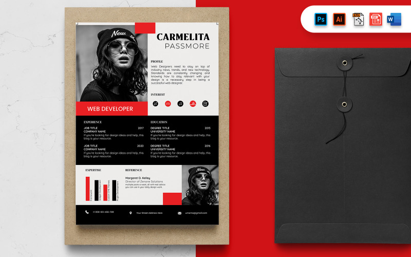 UX Designer CV CV Print A4 Template-01 - TemplateMonster