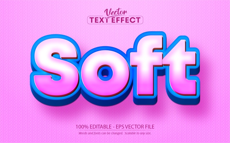 Soft - Editable Text Effect, Pink And Blue Cartoon Text Style, Graphics ...