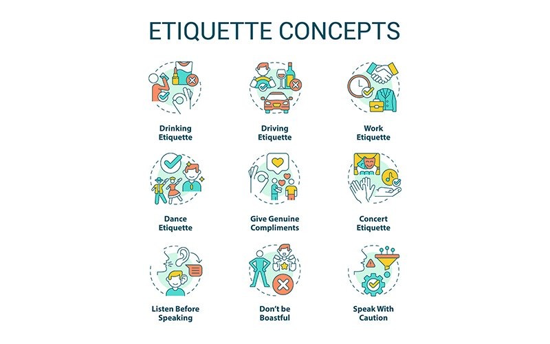 Etiquette Concept Icons Set #255574 - TemplateMonster