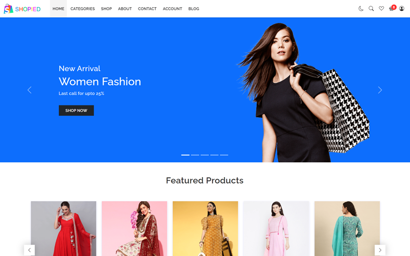 Shopied - Bootstrap eCommerce Website-Vorlage