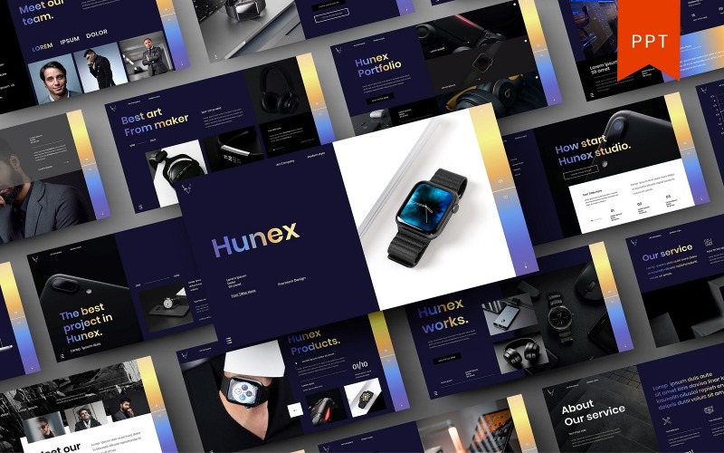 Hunex – Modèle PowerPoint d'entreprise - TemplateMonster