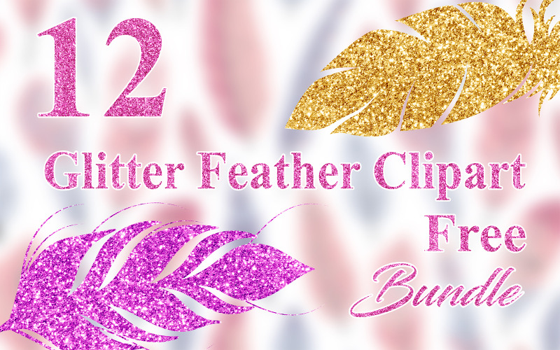 Glitter Feather Clipart Illustration - TemplateMonster