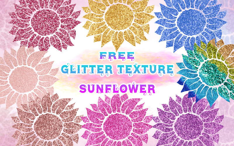 Glitter Texture Sunflower Clipart Illustration