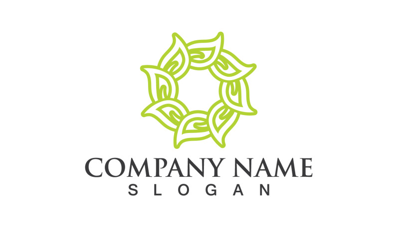 Leaf Green Nature Line Logo Vector V17 - TemplateMonster
