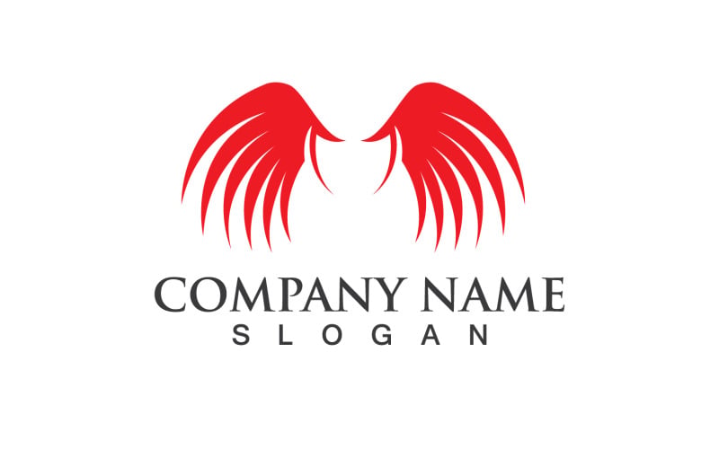 Wing Bird Red Logo Vector Eps Design V15 - TemplateMonster