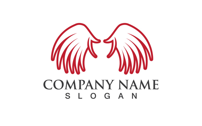 Wing Bird Red Logo Vector Eps Design V4 - TemplateMonster