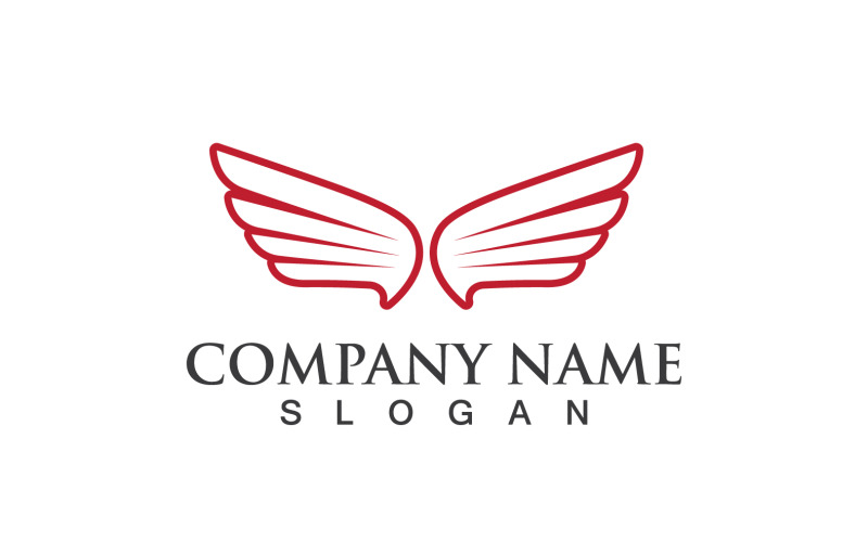 Wing Bird Red Logo Vector Eps Design V6 - TemplateMonster
