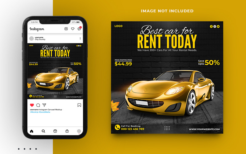 Rent Car Promo Social Media Post Banner Template Design