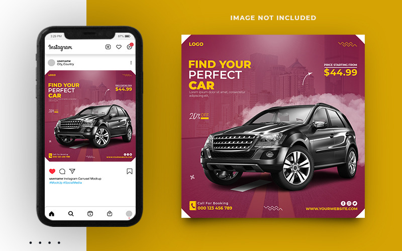 Rental Car Promo Social media Post Banner - TemplateMonster