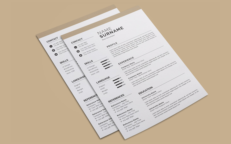 Creative Resume Vector Minimalist Design Template Layout