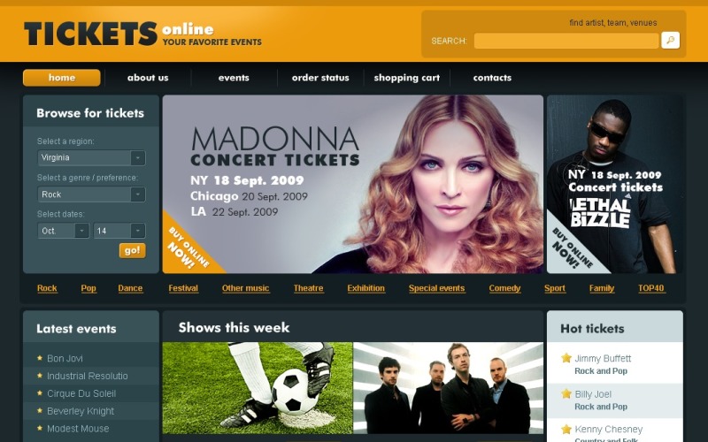 Tickets Website Website Template #26043 - TemplateMonster