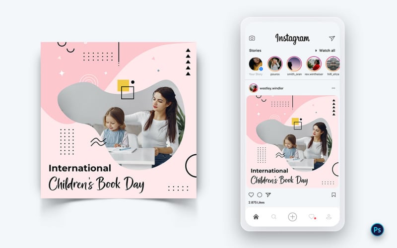 International Childrens Book Day Social Media Post Design Template-17