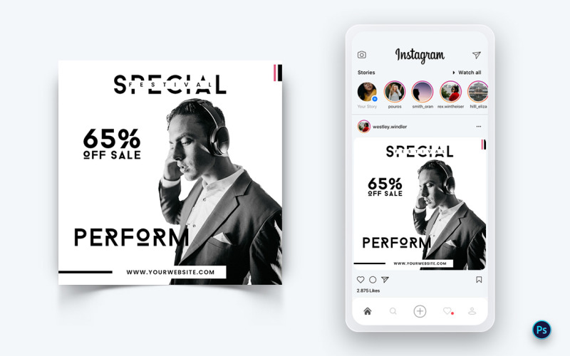 Music Night Party Social Media Post Design Template-09
