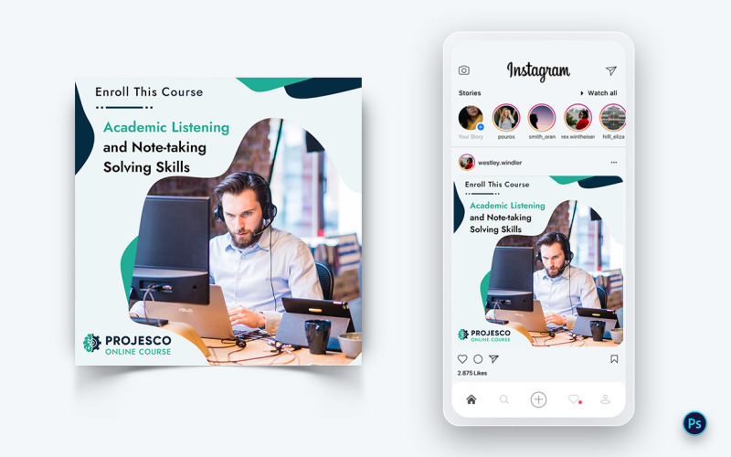 Online Course Elearning Social Media Post Design Template-09