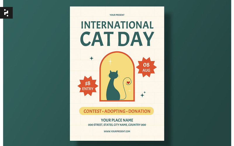 International Cat Day Flyer Template - TemplateMonster