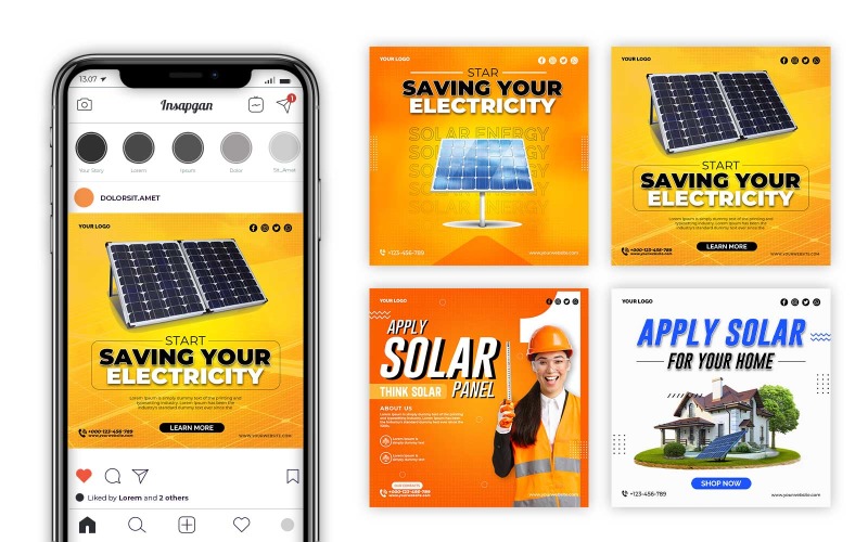 Solar Panel Social Media Templates banner - TemplateMonster