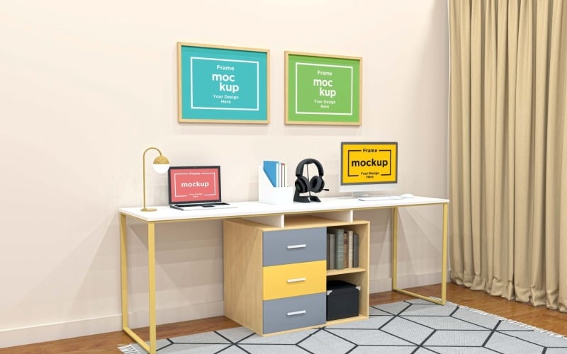 Workstation Frames & Screen Mockup V-16