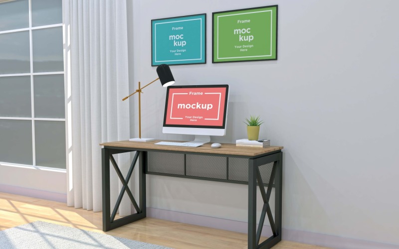 Workstation Frames & Screen Mockup V-32 - TemplateMonster