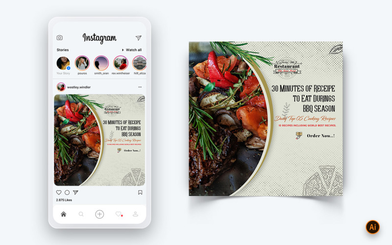 Food and Restaurant Offers Discounts Service Social Media Post Design ...