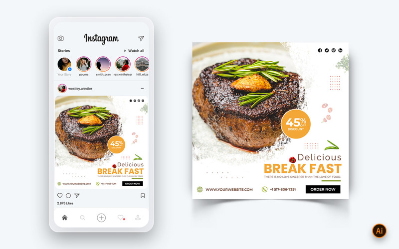 Food and Restaurant Offers Discounts Service Social Media Post Design ...