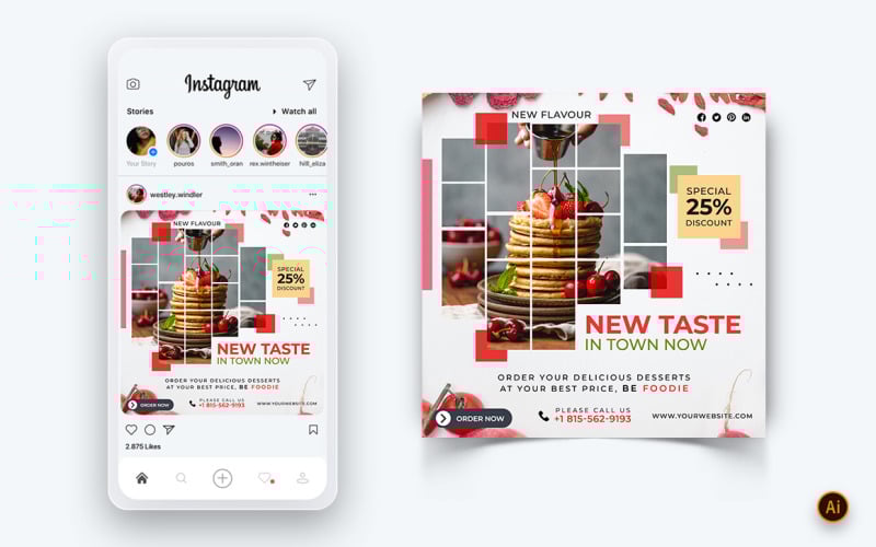 Food and Restaurant Offers Discounts Service Social Media Post Design ...