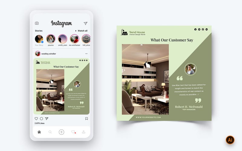 Interior Design and Furniture Social Media Instagram Post Design ...