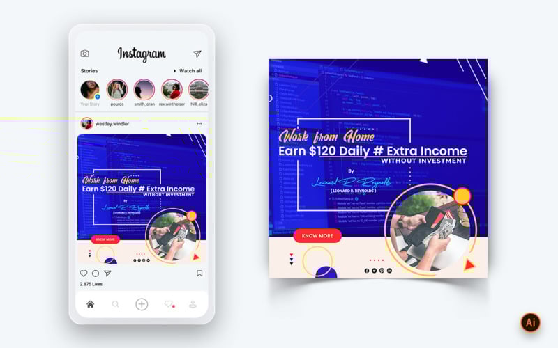 Online Money Earnings Social Media Instagram Post Design Template-11