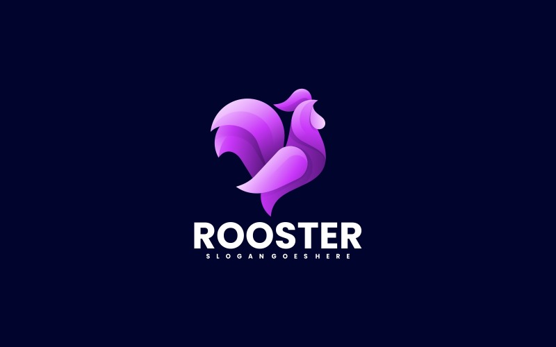 Vector Rooster Color Gradient Logo Style - TemplateMonster