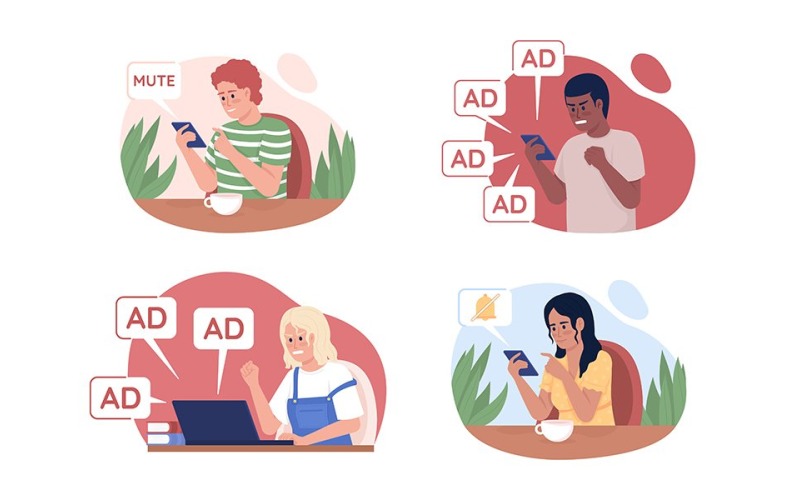 Illustrationen zu Achtsamkeit und Internetsucht