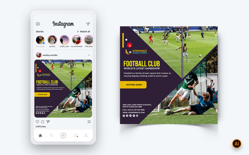 Sport Tournaments Social Media Instagram Post Design Template-14