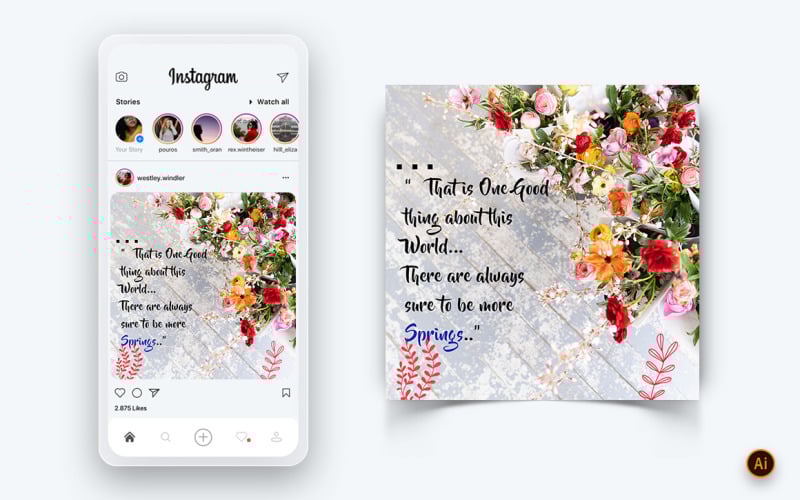 Spring Season Social Media Instagram Post Design Template-10