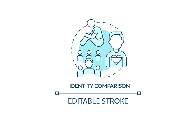 Identity Comparison Turquoise Concept Icon - TemplateMonster