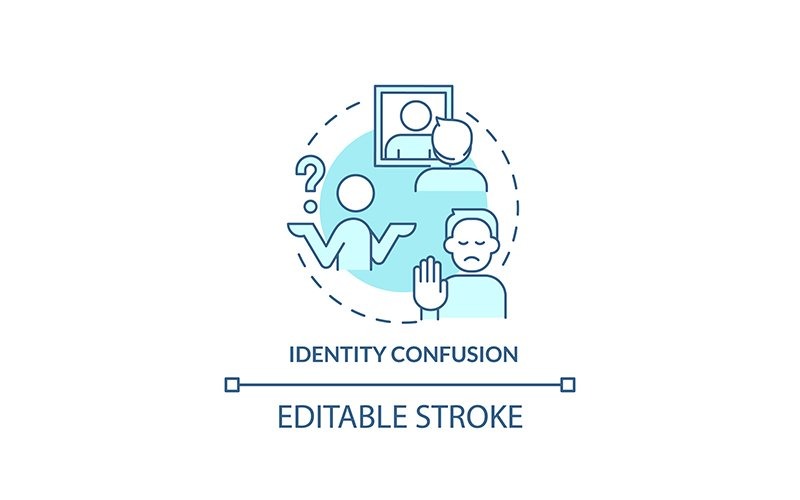 Identity Confusion Turquoise Concept Icon - TemplateMonster