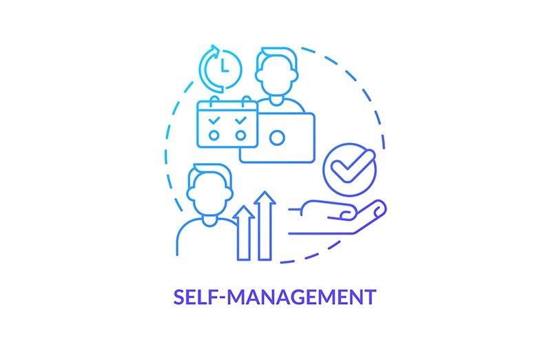 Self-management Blue Gradient Concept Icon - TemplateMonster