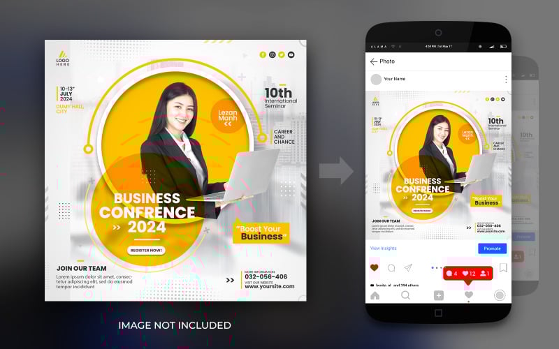 Business Conference Live Online Webinar And Corporate Social Media Post ...